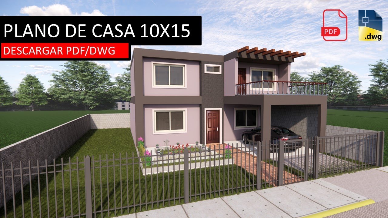 CASA DE DOS PISOS 10X15 CON 3 DORMITORIOS - Descargar plano PDF/DWG ...