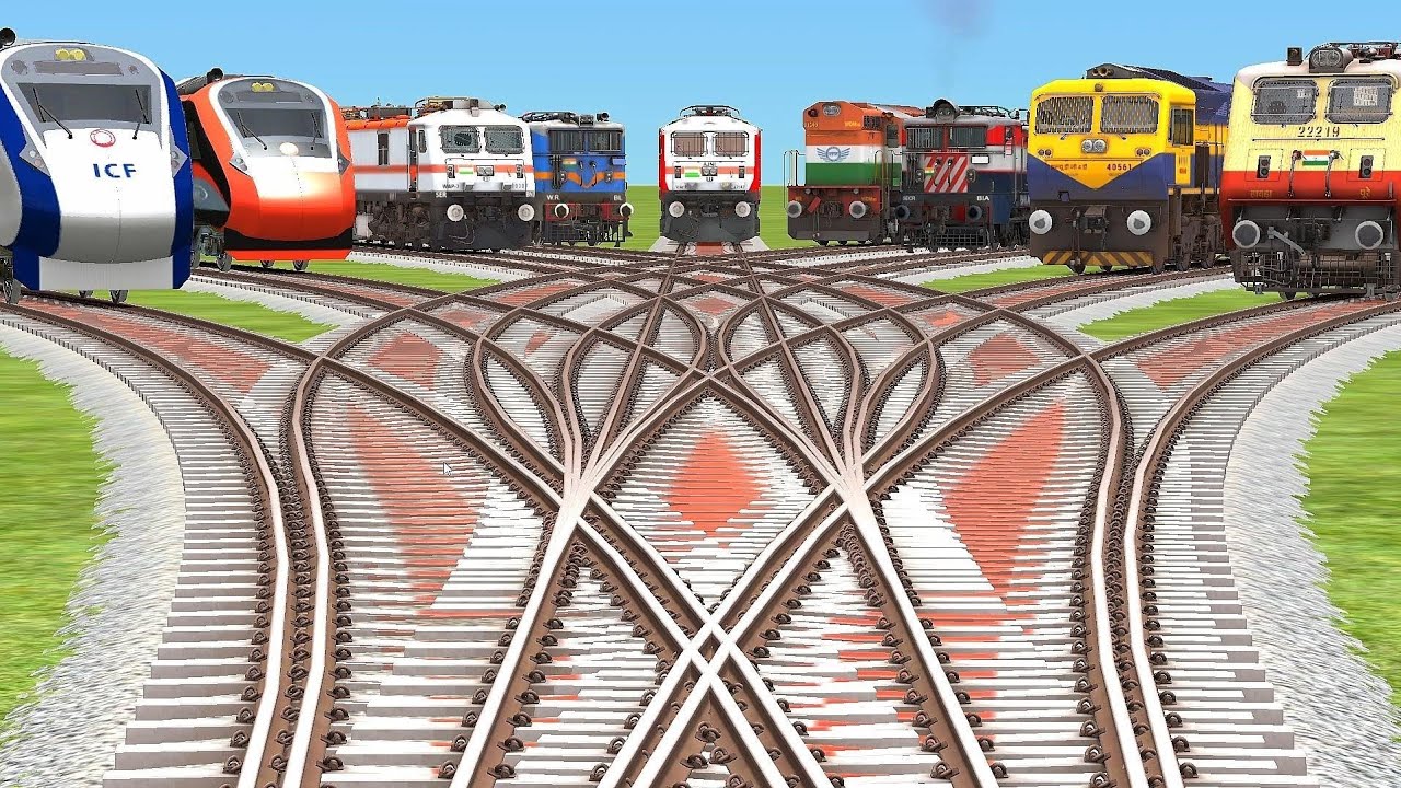 Nine Real Trains Crossing Back To Back On Forked🥥 Railroad Crossing ...