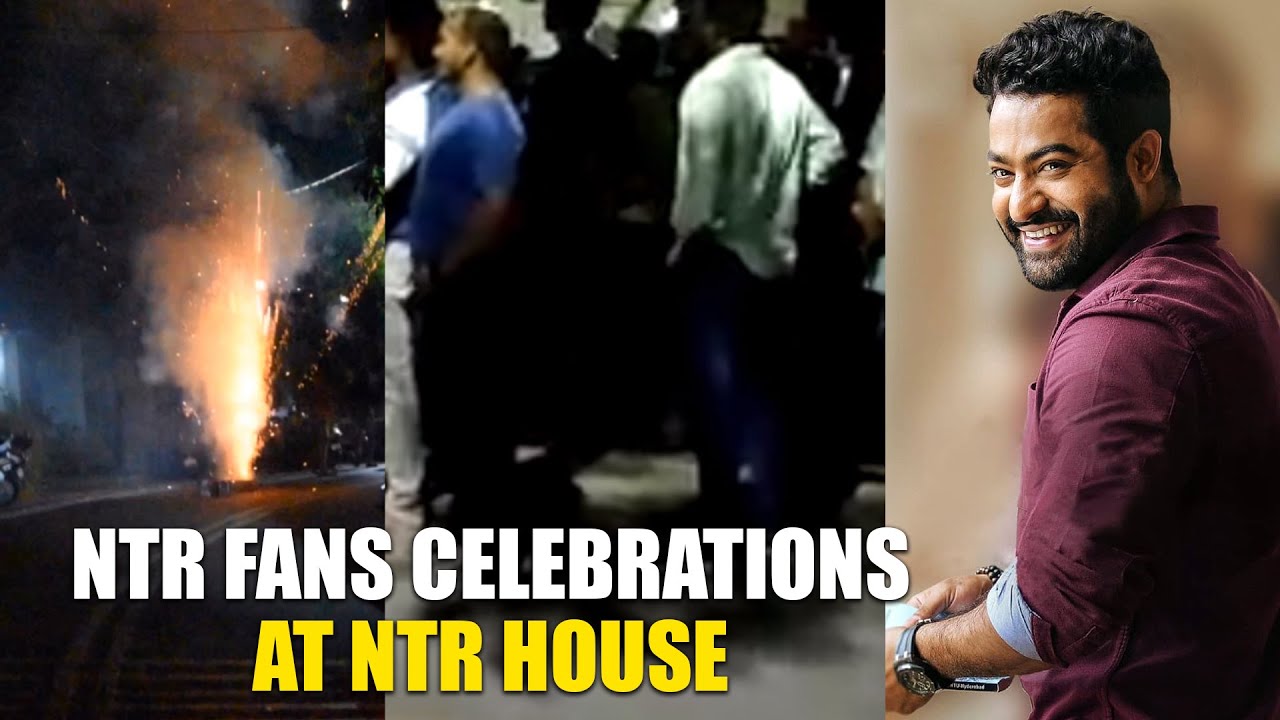 Fans Hungama Infront of Jr NTR House for his Birthday Celebrations ...