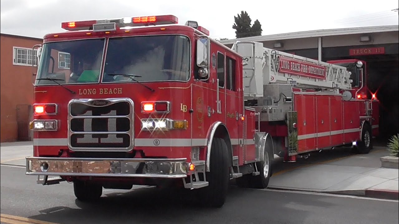 Long Beach Fire Dept. Truck 11 Responding - YouTube