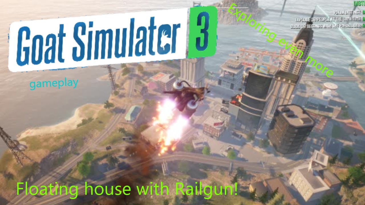 floating house with Railgun!/ Goat Simutlar 3 gameplay/ Exploring even ...