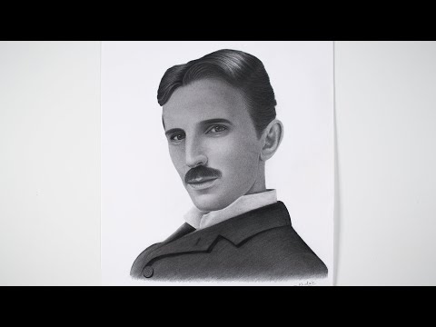 How to draw inventor Nikola Tesla with a Staedtler 2B pencil - YouTube