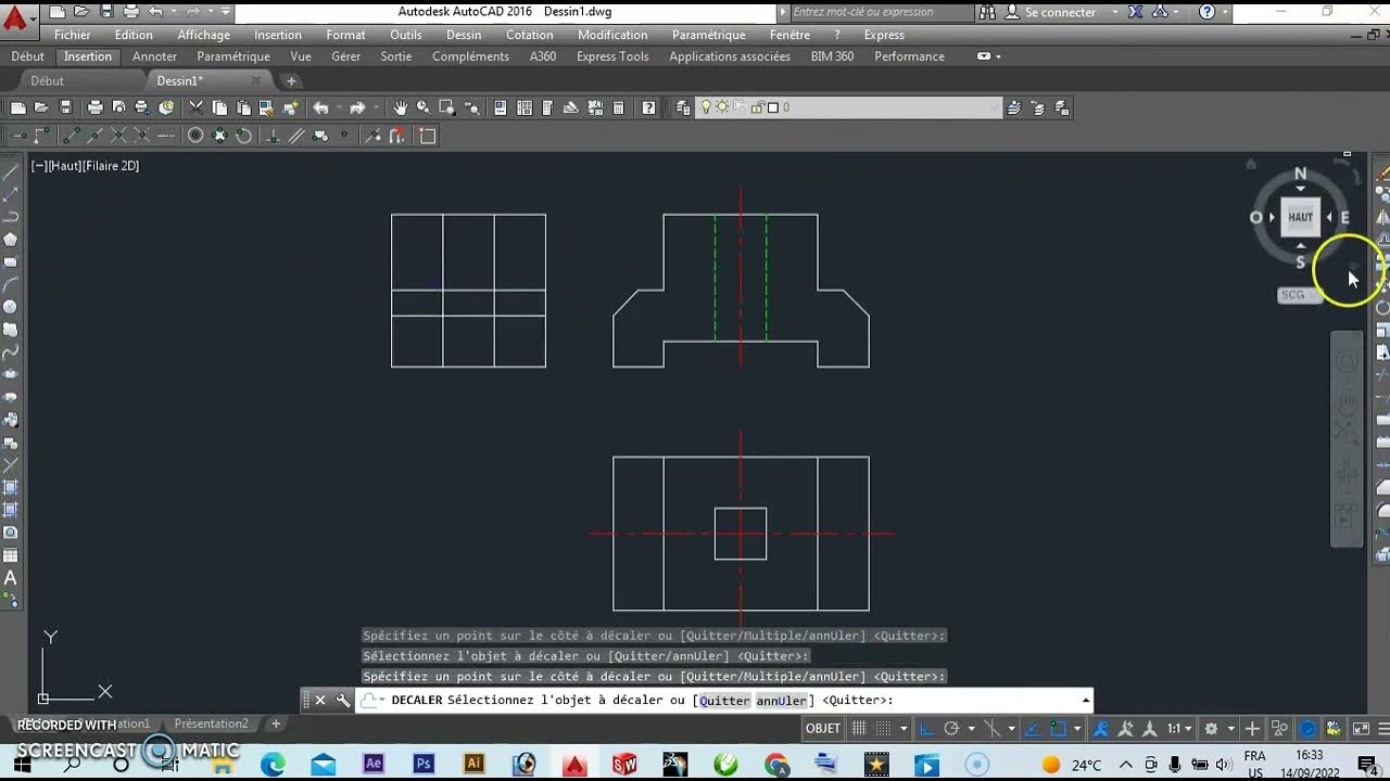 cours (1)autocad2Davec rzayka:comment dessiner une pièce mécanique perspective avec autocad 2d ...