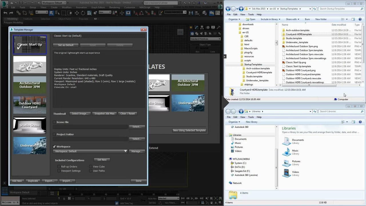 Importing and Exporting Start up Templates in 3ds Max - YouTube