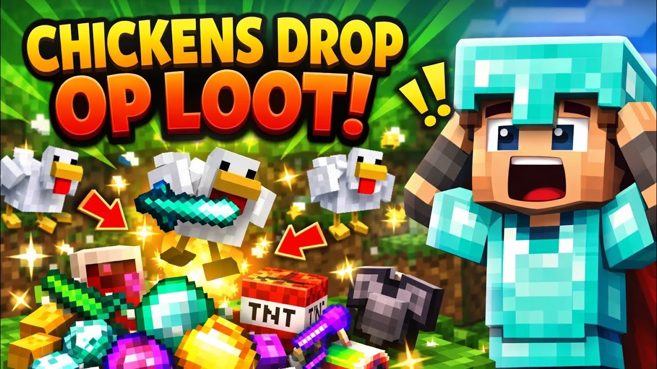 MINECRAFT BUT CHICKENS DROP SUPER OP ITEMS !! - YouTube