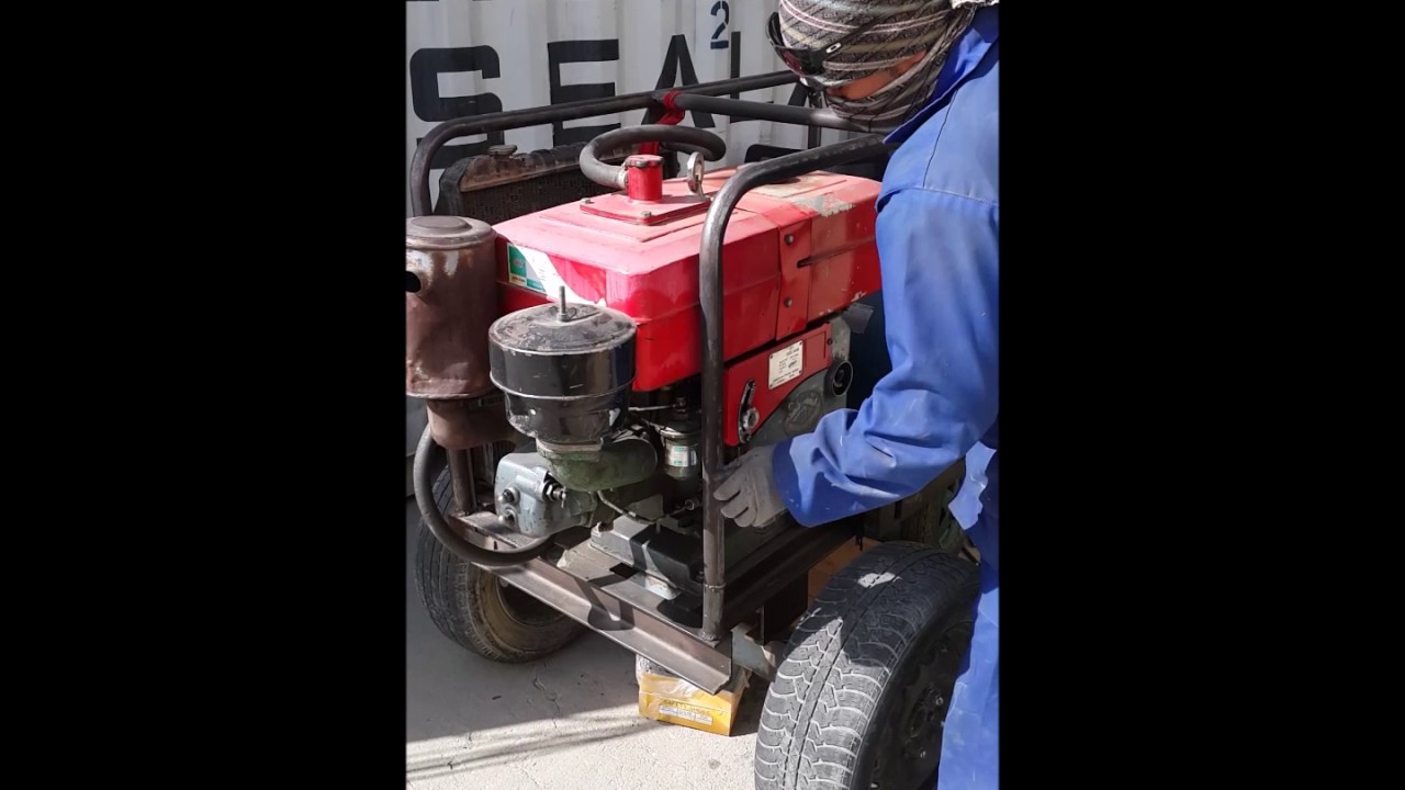 Hand crank starting a jiangdong single cylinder diesel engine ,23HP ...