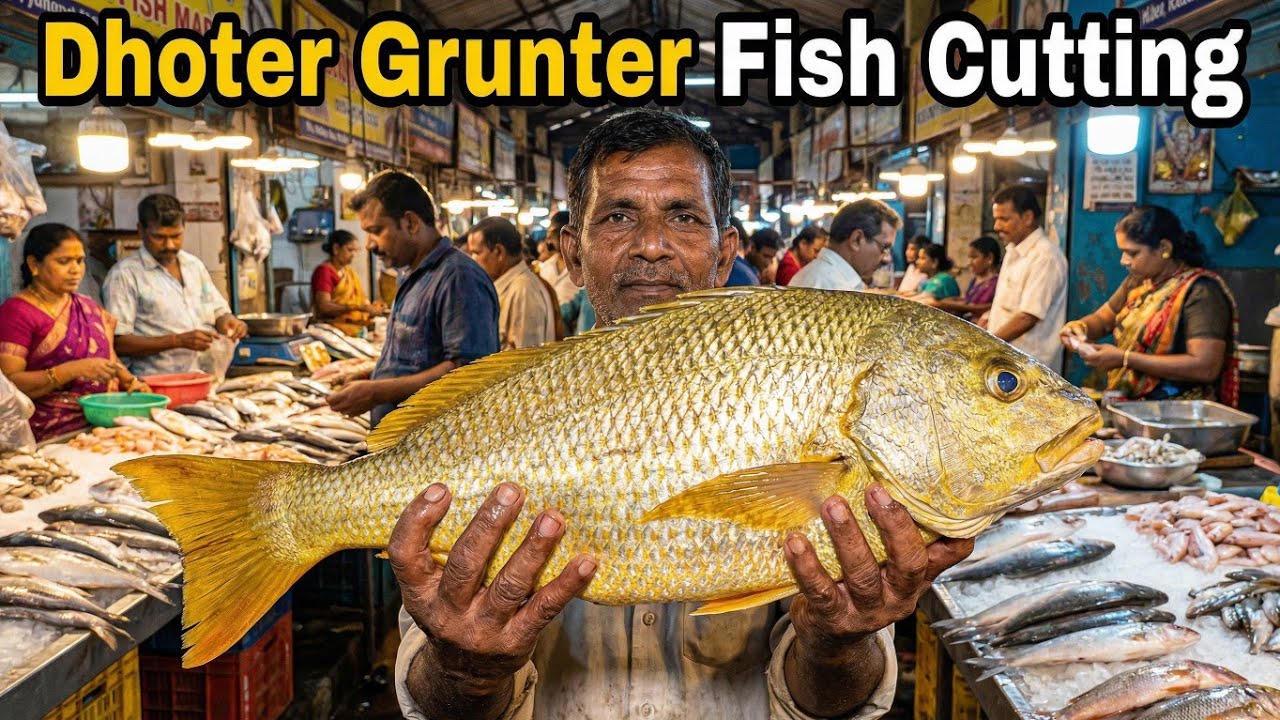 3KG Big Giant Grunter Dhoter Fish Cutting | Fish Cutting Skills ...