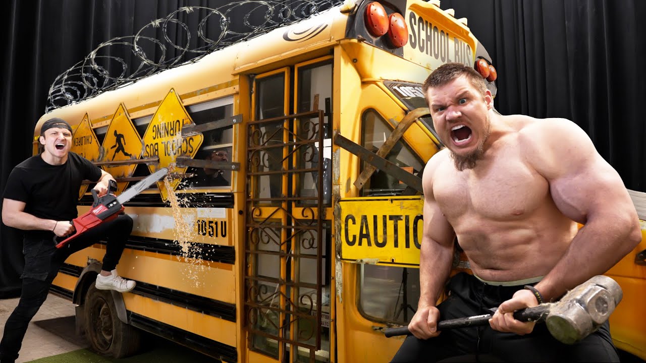 First To Break Into Armored School Bus Wins $10,000 - YouTube