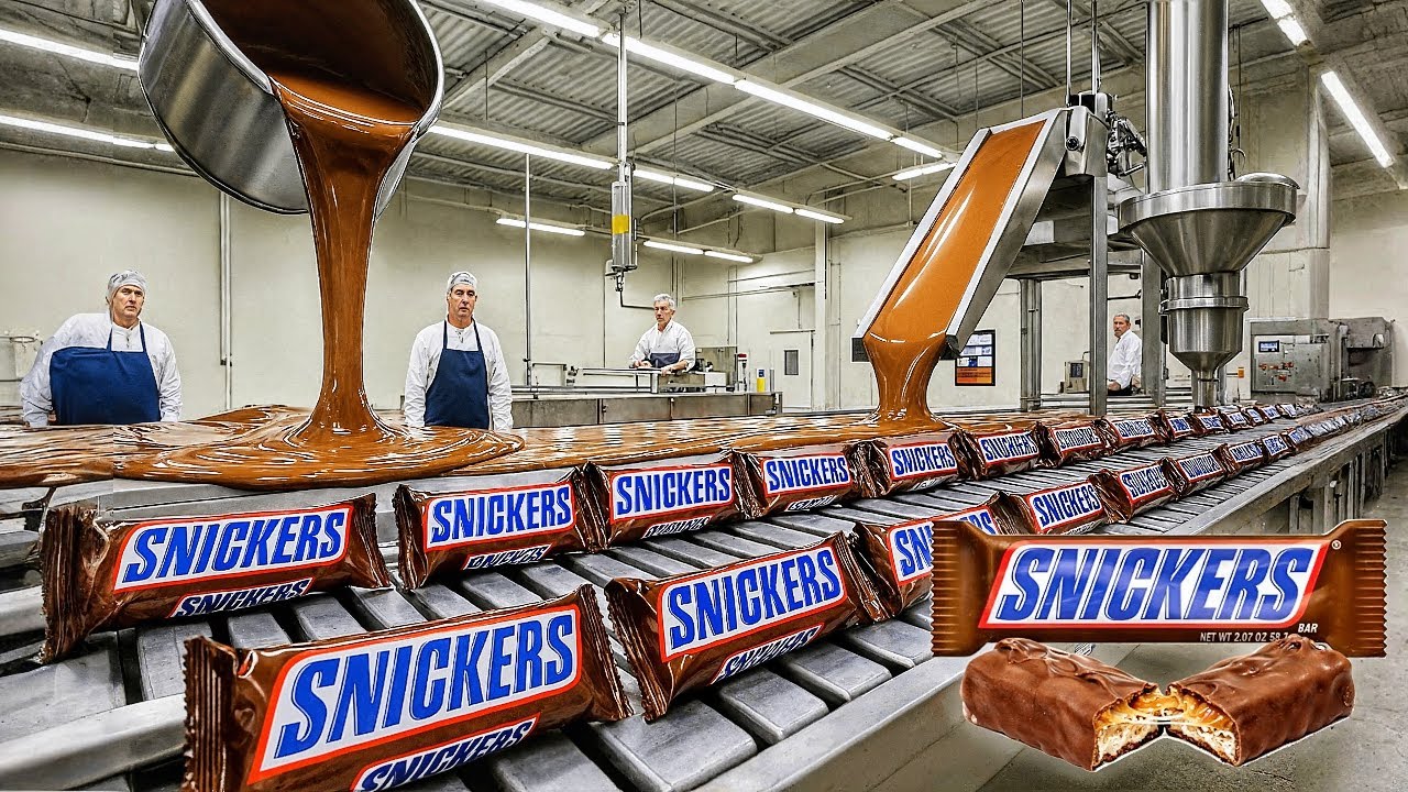 How Snickers Are Made in a Factory | Full Candy Bar Production Process ...