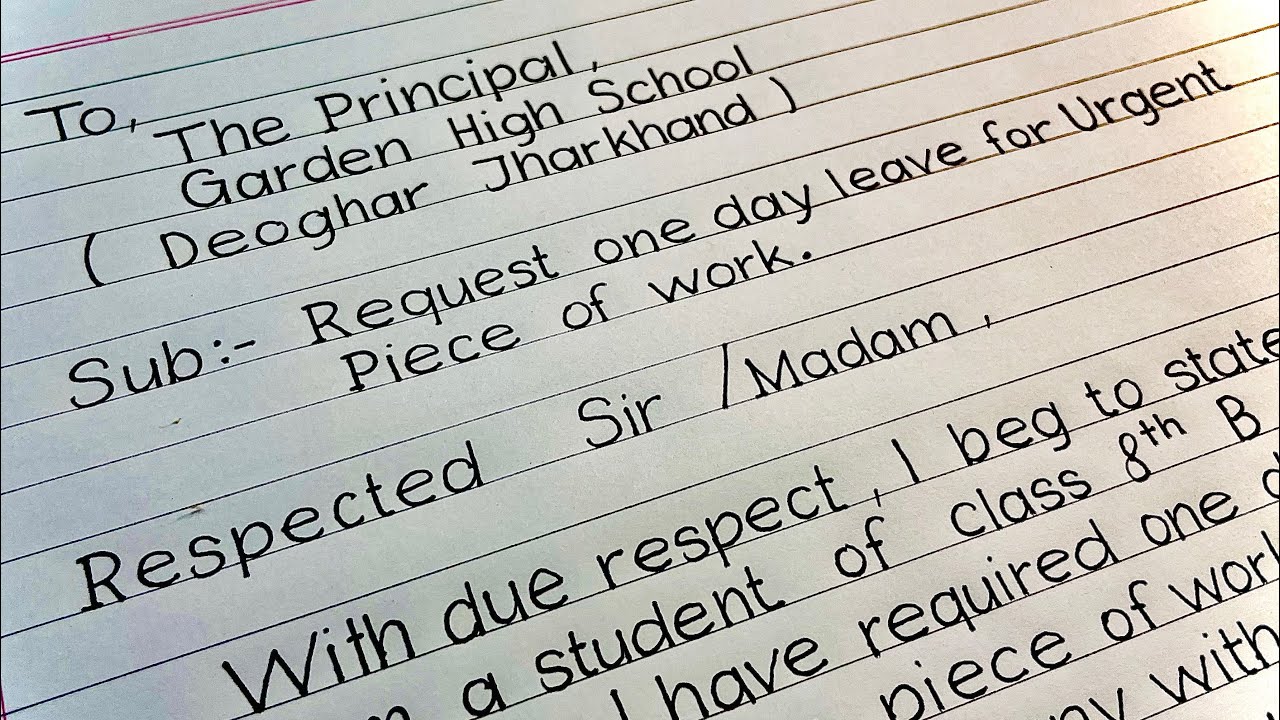 How to write One Day Leave Application for One Day | Leave Application ...