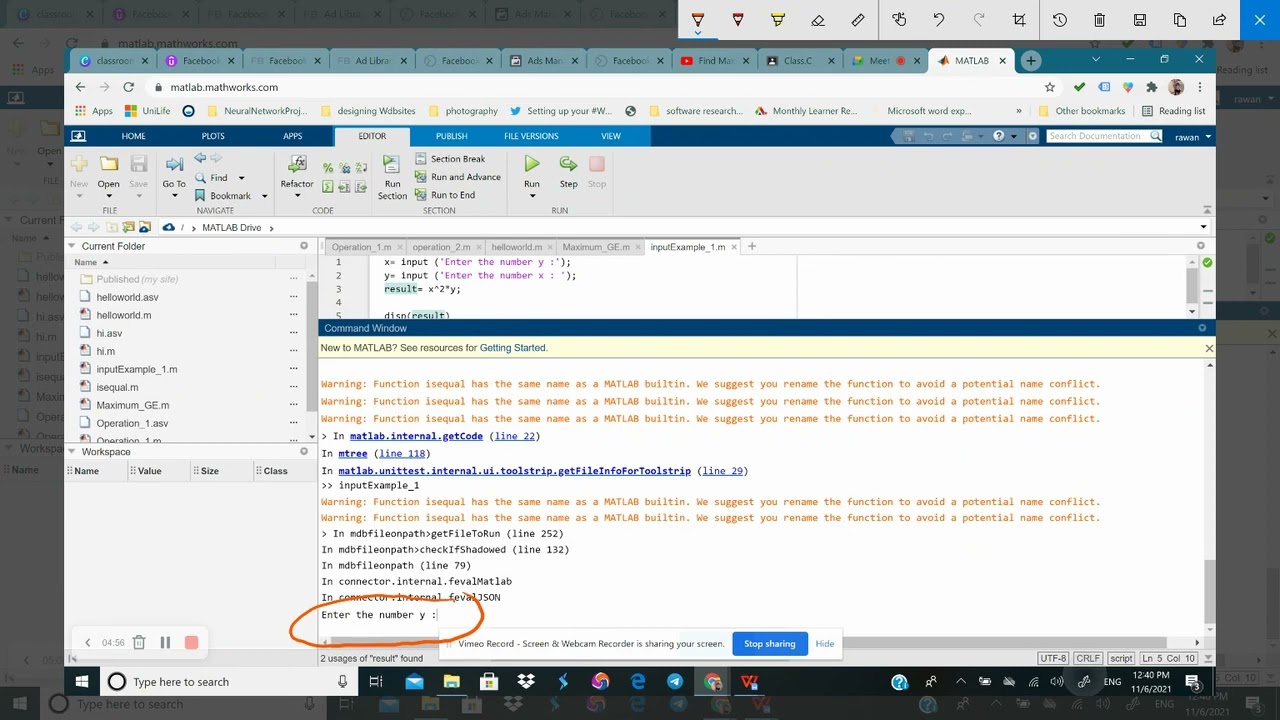 The Use Of Input And Disp Functions In Matlab Youtube