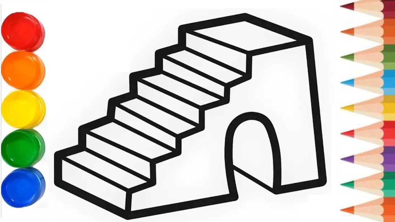 HOW TO DRAW BEAUTIFUL STAIRS DRAWING|| STEP BY STEP|| - YouTube