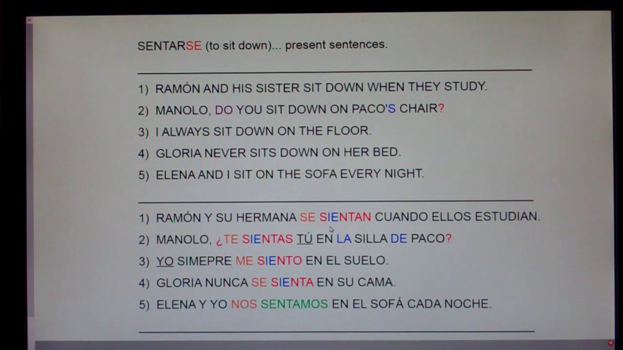 SENTARSE present Sents: Ramón and his sister sit down when they study ...