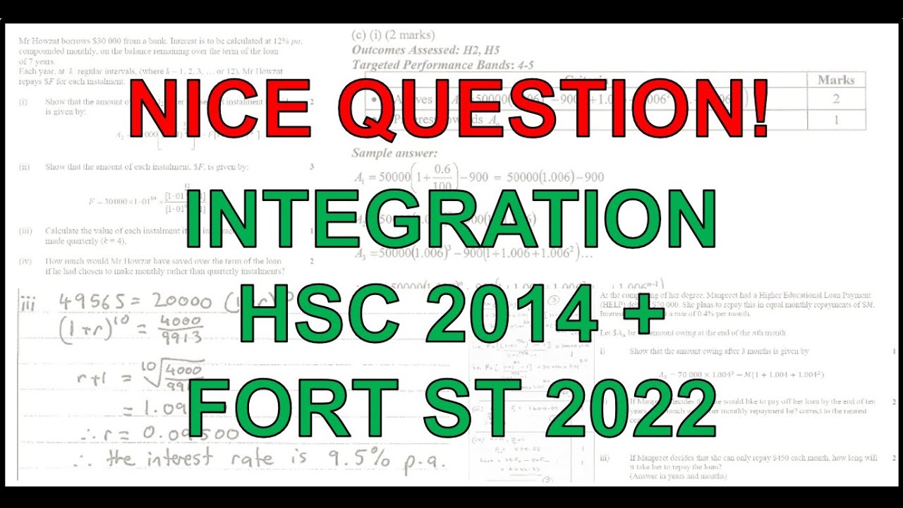 HSC Year 12 Extension 2 (4U) - Nice Question! - Integration - HSC 2014 ...
