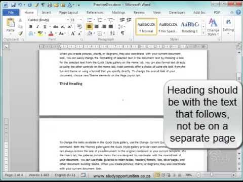 Manipulating line and page breaks in Microsoft Word - YouTube