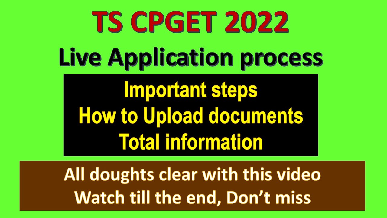 TS CPGET 2022 / Live Application process / All doughts clear by this ...