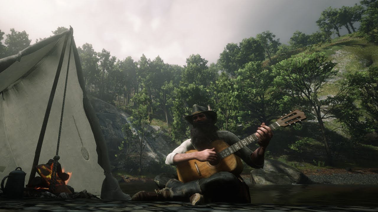 Relax by the stream | Ambient Acoustic Guitar Music | RDR2 Guitar Music ...