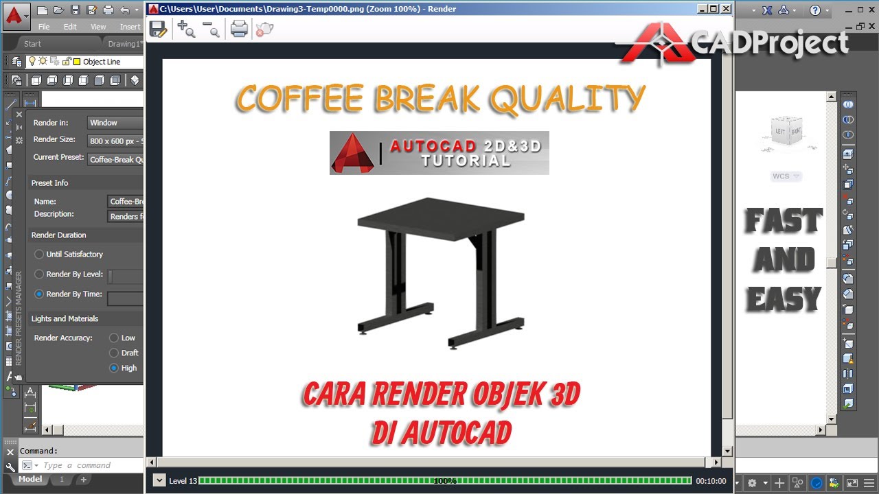 CARA RENDER DI AUTOCAD‼ - YouTube