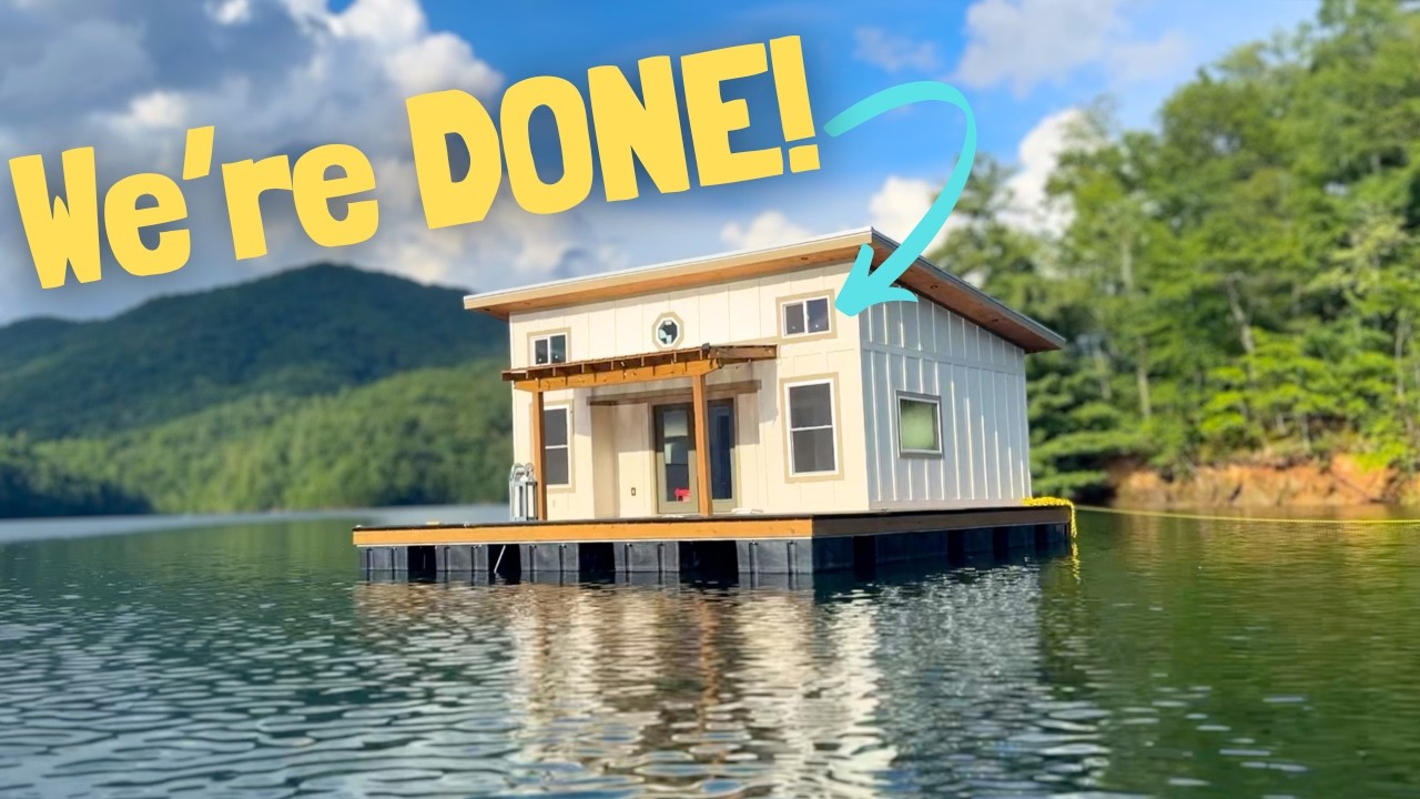 FLOATING CABIN Tour + How We Built & Anchored It!! 🛠️🌊 - YouTube
