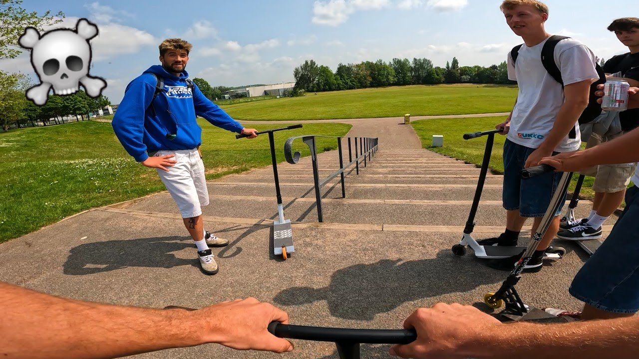 Grinding a huge rail in the STREETS! - YouTube