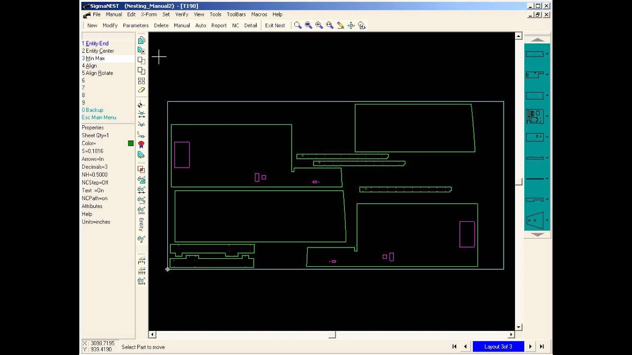 Learning Sigmanest--Nesting manual squeez - YouTube