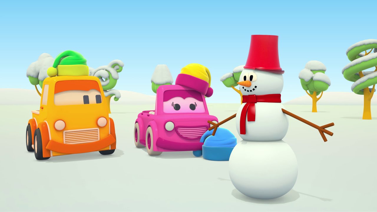 Car Cartoons & Car Games for Babies: Clever Cars Build a Snowman - YouTube
