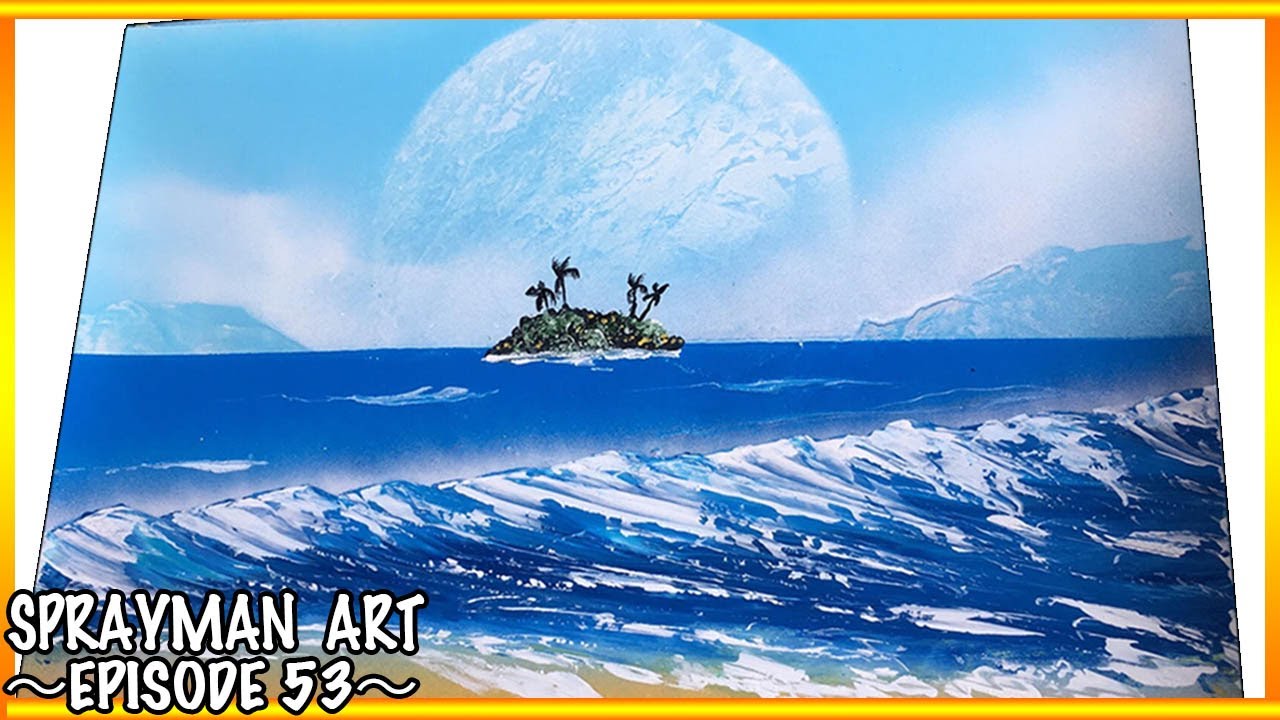 Spray Paint Art Beach of Hawaii and Island tutorial 53 - YouTube