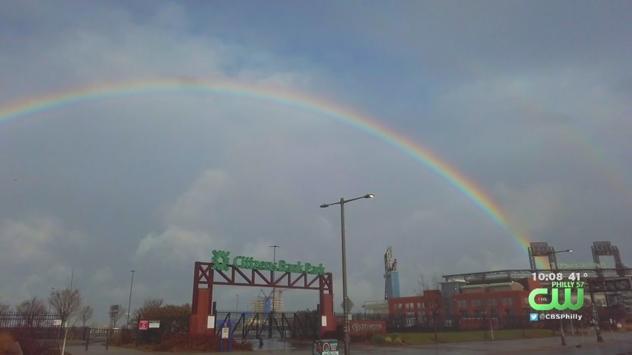 Rainbow Pops Up Over Philadelphia Sports Complex - YouTube