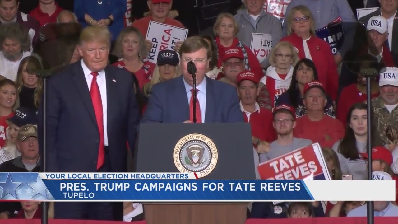 President Trump campaigns for Tate Reeves - YouTube