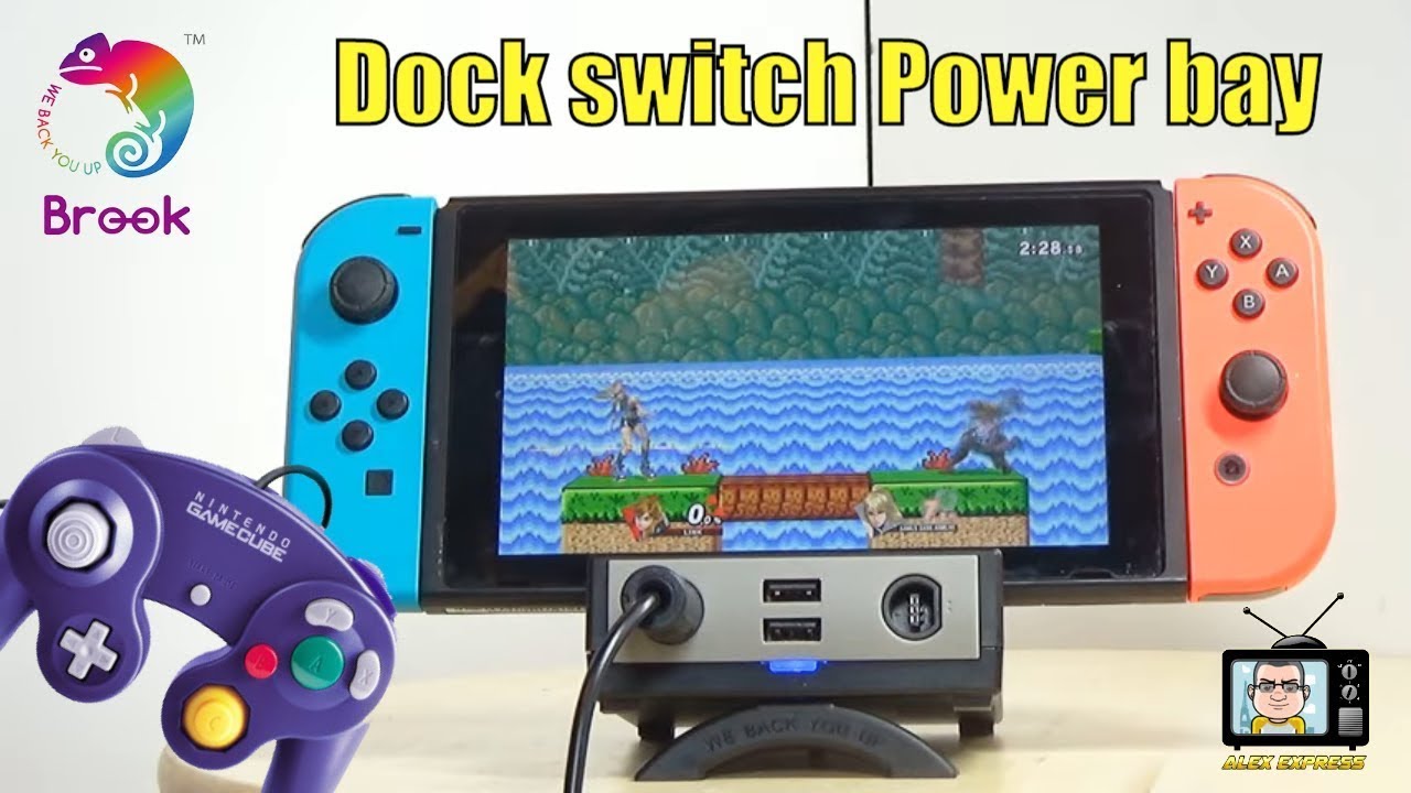 Le Brook Power bay un dock switch avec 2 ports manette gamecube - YouTube