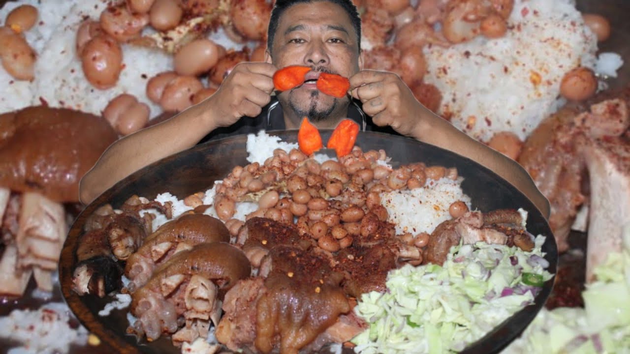 Cooked Pig Legs With Kidney Beans | Naga Style | #mukbang - YouTube