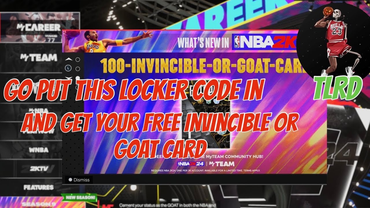 NBA 2K24 Locker Code. Go put this in and get an invincible or Goat card ...