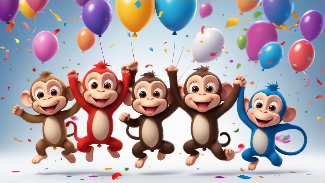 "5 Silly Monkeys 🐵 Jumping Fun! | Original Nursery Rhyme for Toddlers ...