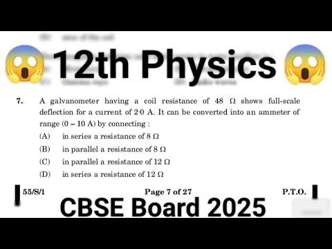 Galvanometer to Ammeter | Class 12 Physics CBSE Exam 2025 | CBSE ...