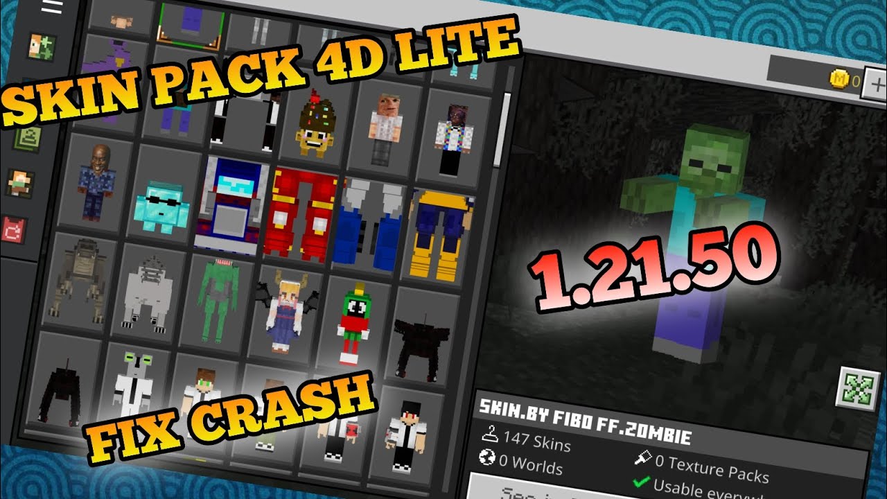 SKIN PACK 4D LITE MCPE 1.21.50 | SKIN PACK 4D MINECRAFT 1.21.50 | SKIN ...