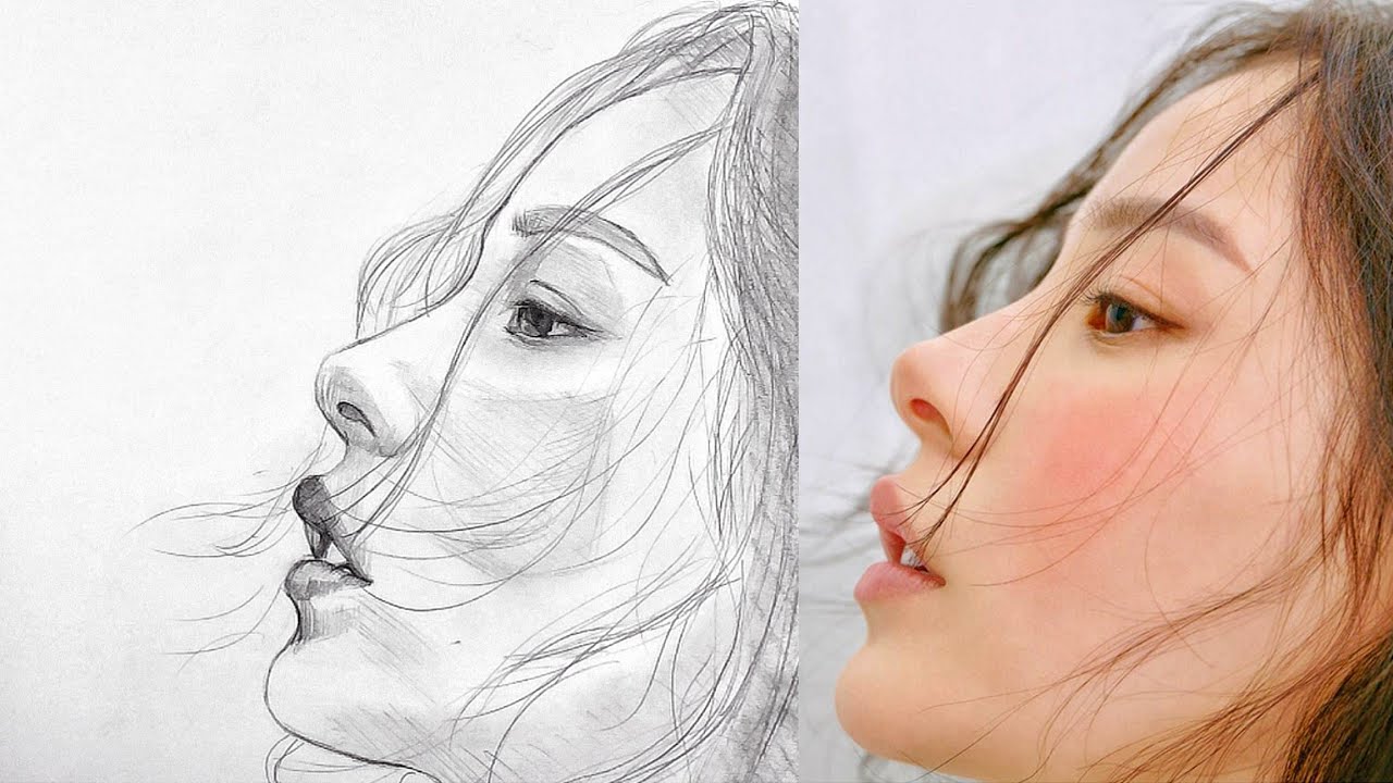 How to Draw a beautiful girl in Bargue Method | Portrait sketch ...
