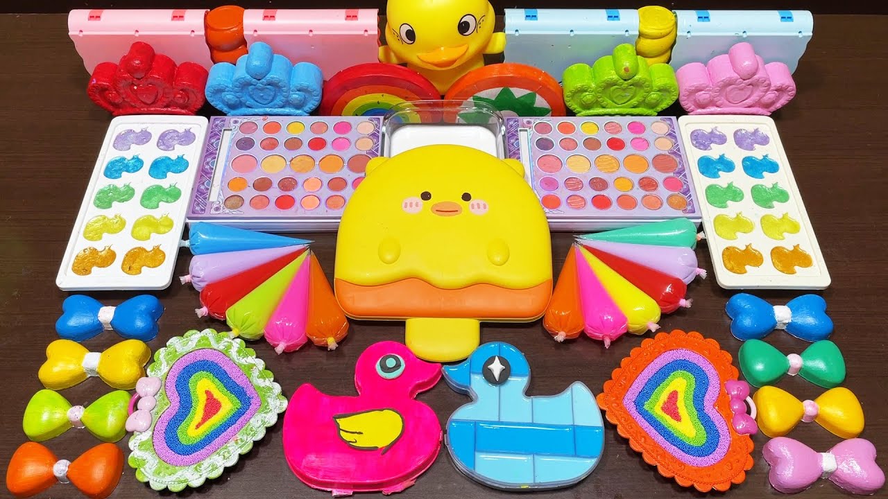 DUCK Slime !!! Mixing CLAY and EYESHADOW into GLOSSY Slime !🌻🌻🌻 ...