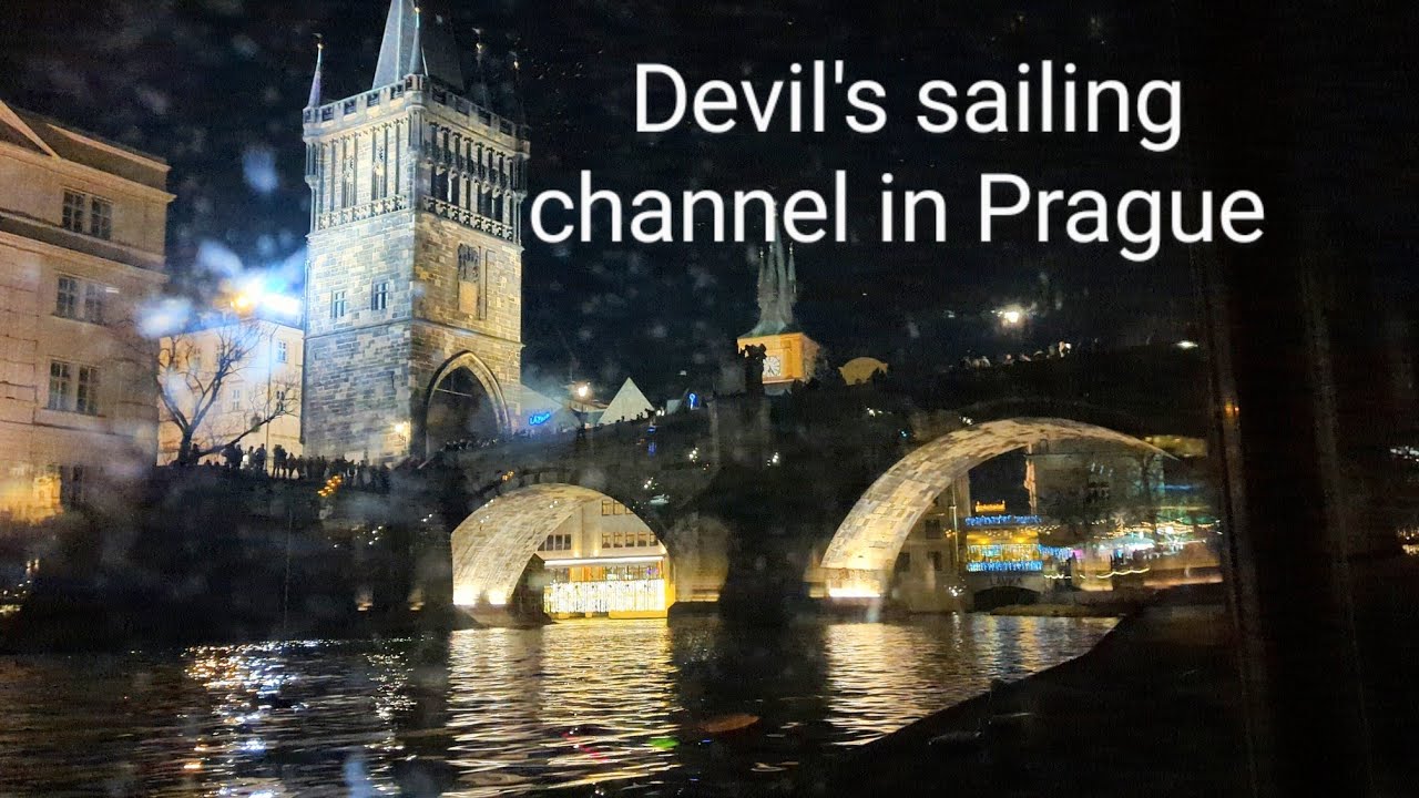 Devil's sailing channel Prague with views at the Prague Castle,Old Town Bridge tower, Charles ...
