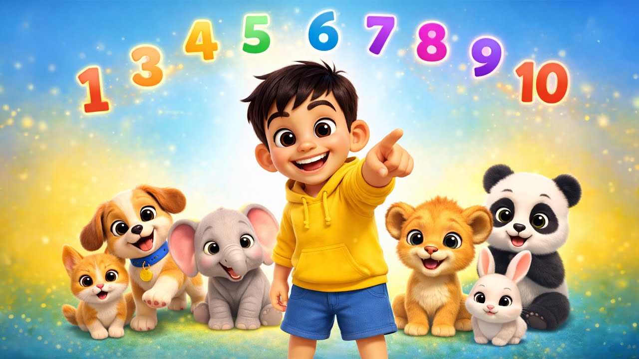 ⭐ Learn Numbers 1 to 10 with Cute Animals 🐶🐱 | Kids Learning | Kidsu ...
