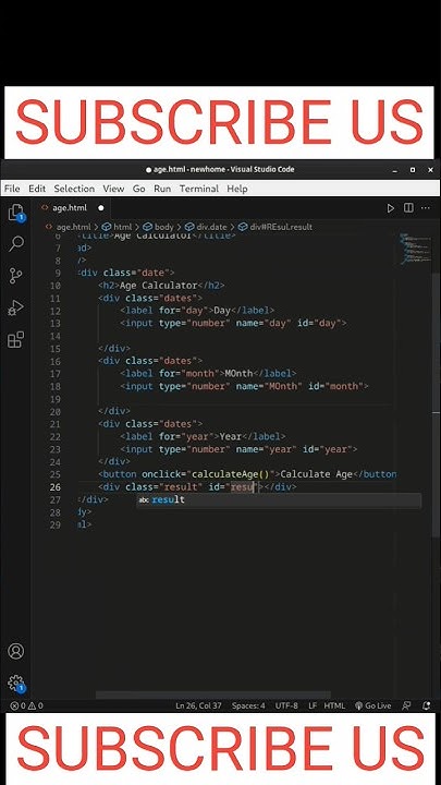 Age calculator | HTML CSS JAVASCRIPT - YouTube