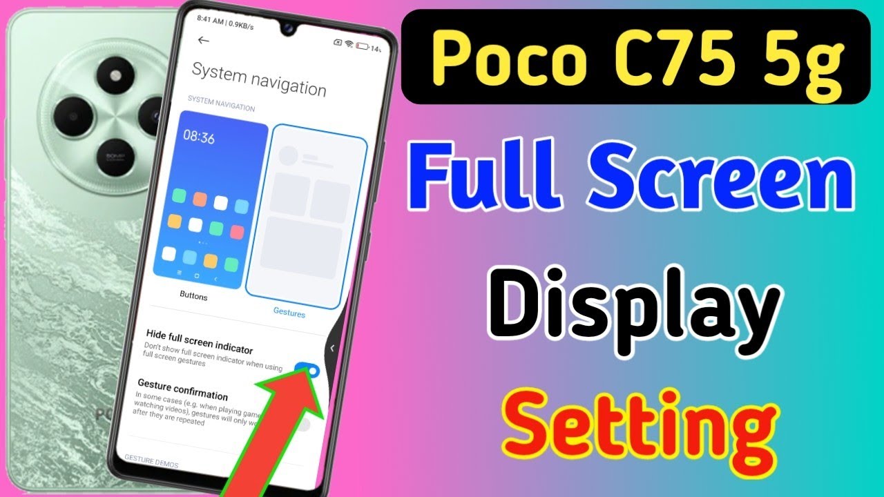 Poco c75 5g full screen mode settings | How to use full screen display ...