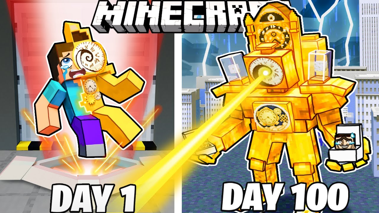 I Survived 100 Days as CLOCK MAN in HARDCORE Minecraft! - YouTube