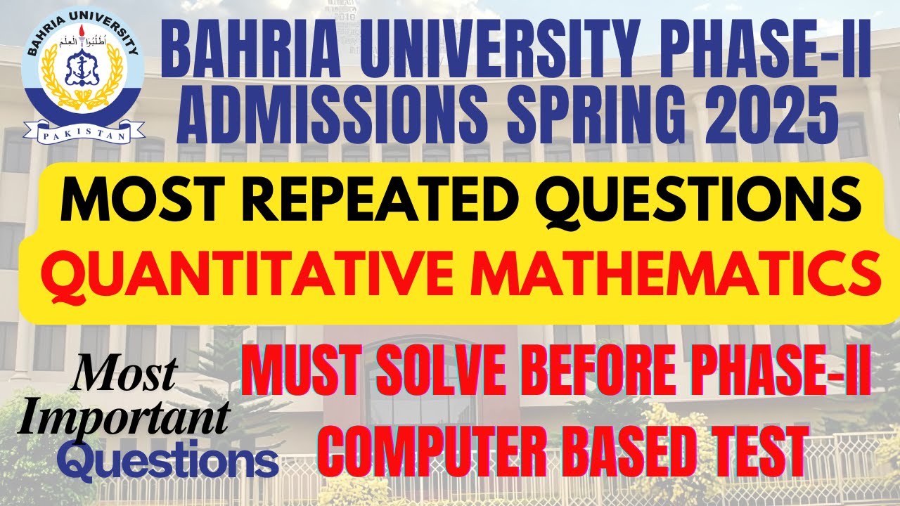 Bahria University Quantitative Mathematics : Repeated Questions : BBA ...