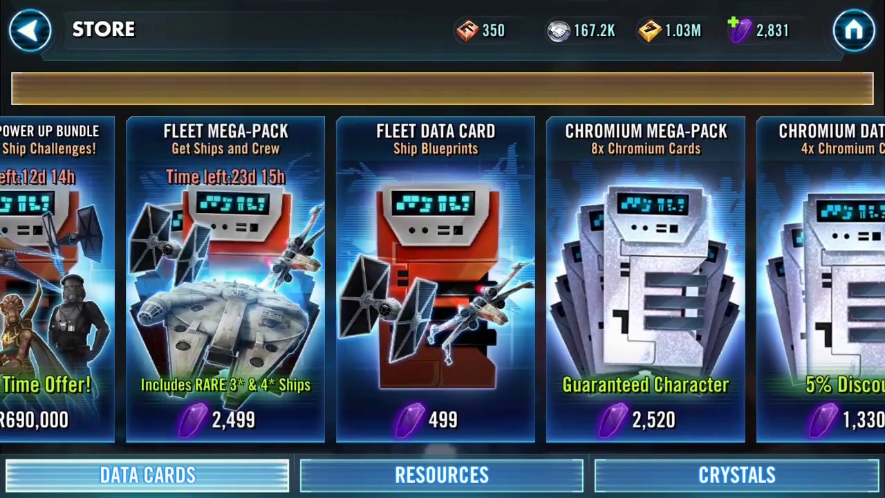 Star Wars Galaxy Of Heroes Fleet Data card pack Opening - YouTube