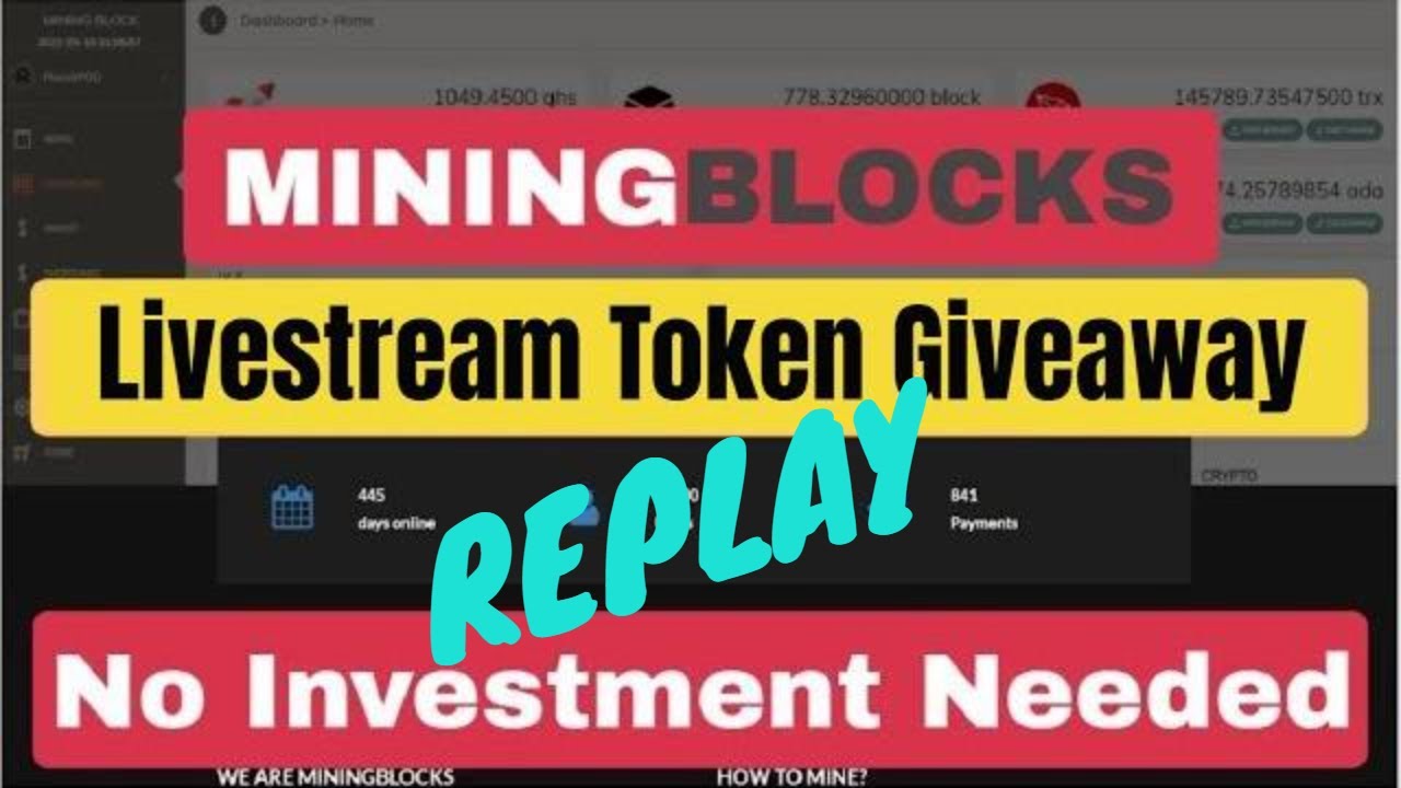 Copy of Mining Blocks Livestream With Event Token Giveaway , Earn Free Crypto - YouTube