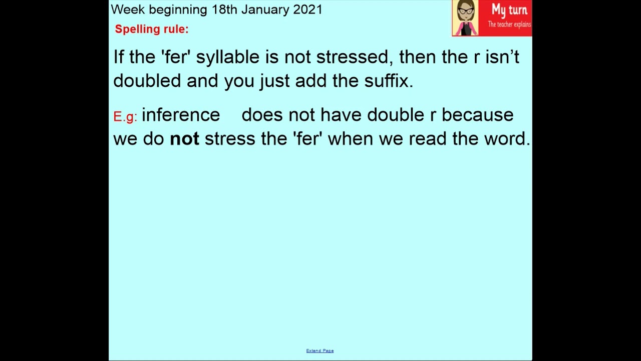 Year 5 Spelling & Handwriting, Monday 18th January: Suffix After 'fer ...