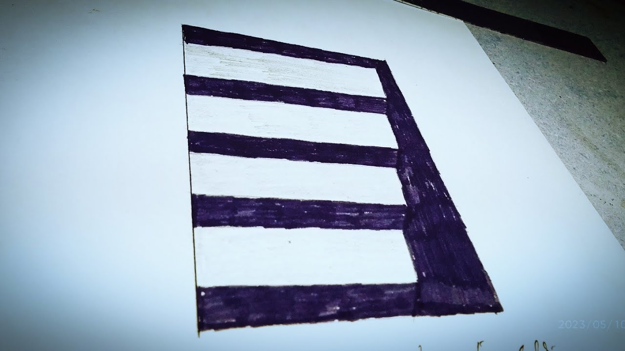 verey easy 3D drawing floor tiles step on pepar. - YouTube