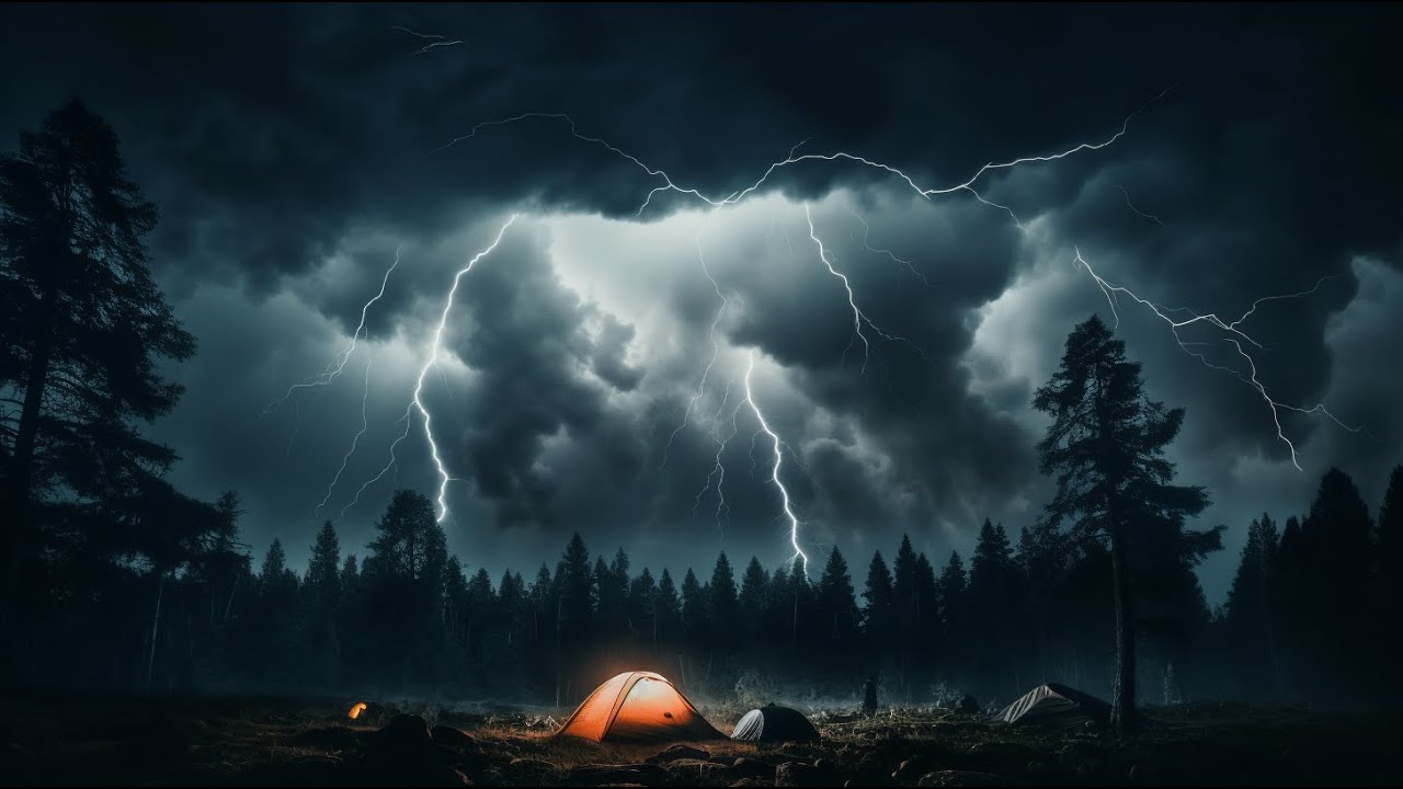 Beautiful Stormy Night to Sleep Instantly | Heavy Rain & Very Strong ...