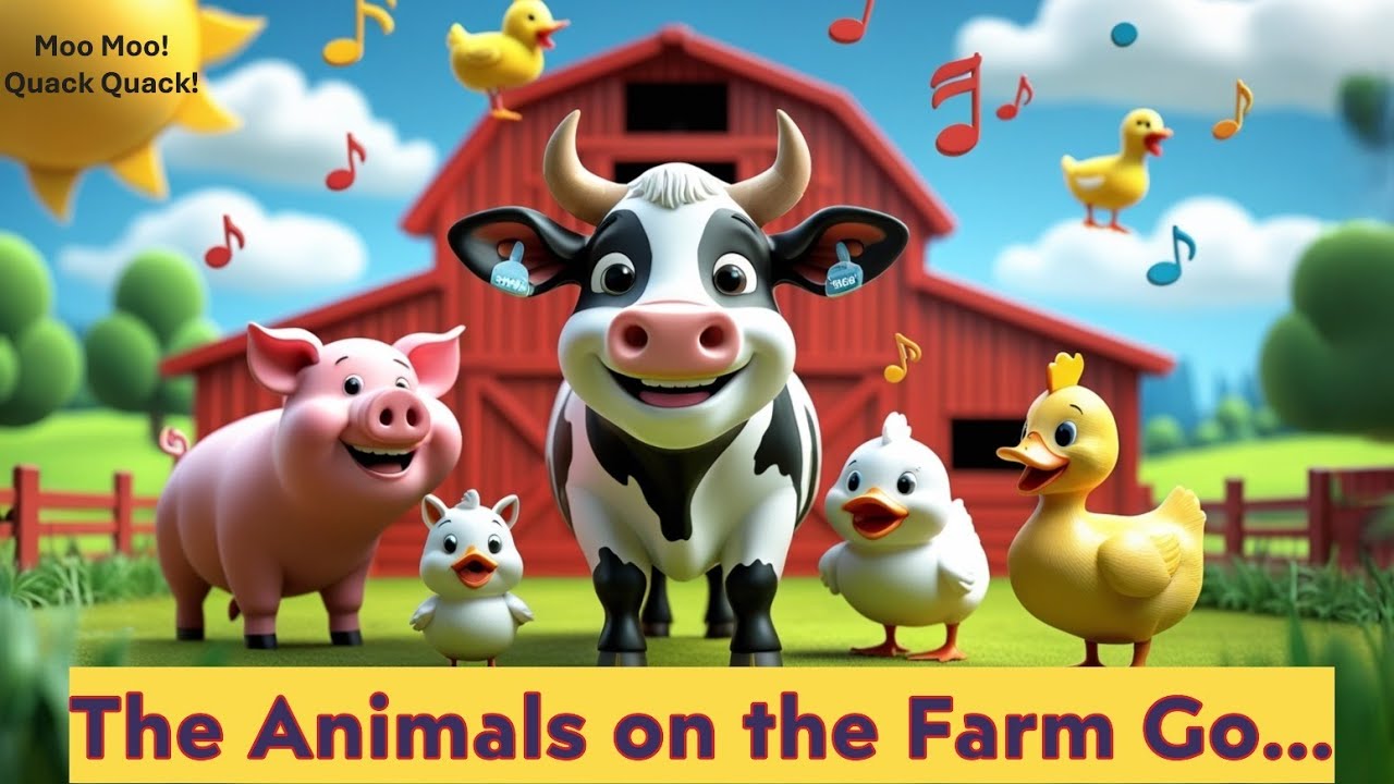 The Animals on the Farm Go... | Animal Songs for Kids | Sing Along with ...