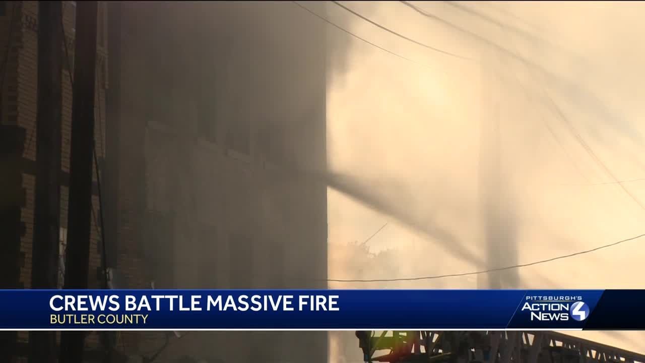 Crews called to scene of massive fire in Butler - YouTube